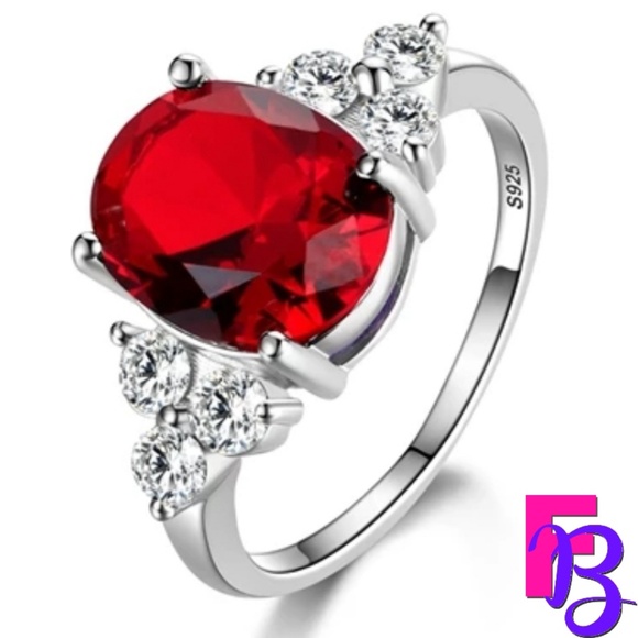 FingerBlingers | Jewelry | Ruby Cz Sterling Silver Ring | Poshmark